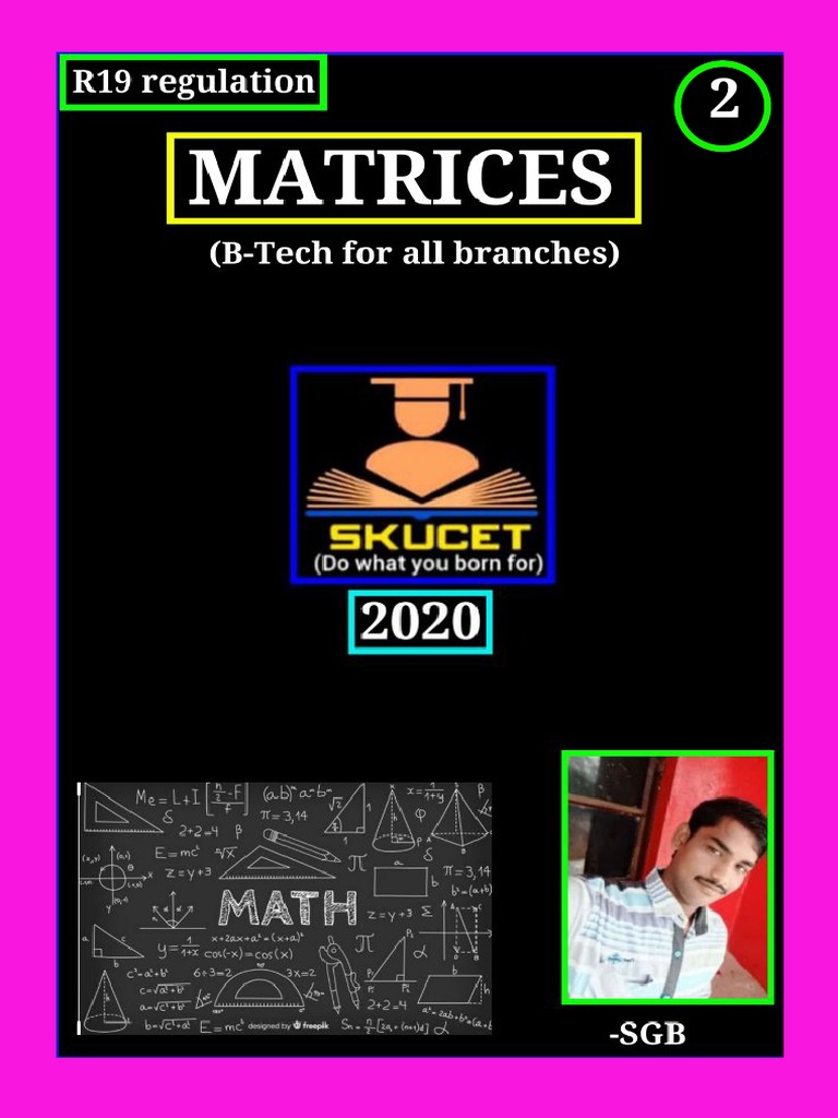 Notes On Matrices-2 (R19 Regulation) - by Shaik Gouse Basha | PDF ...