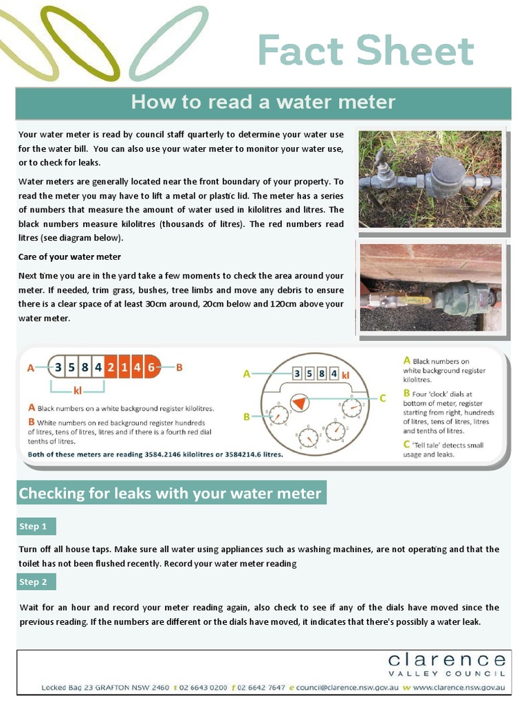 Fact Sheet How To Read A Water Meter | PDF | Home & Garden
