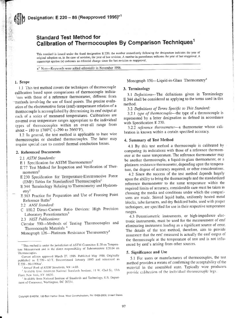 Astm - e 220 | PDF | Thermocouple | Thermometer