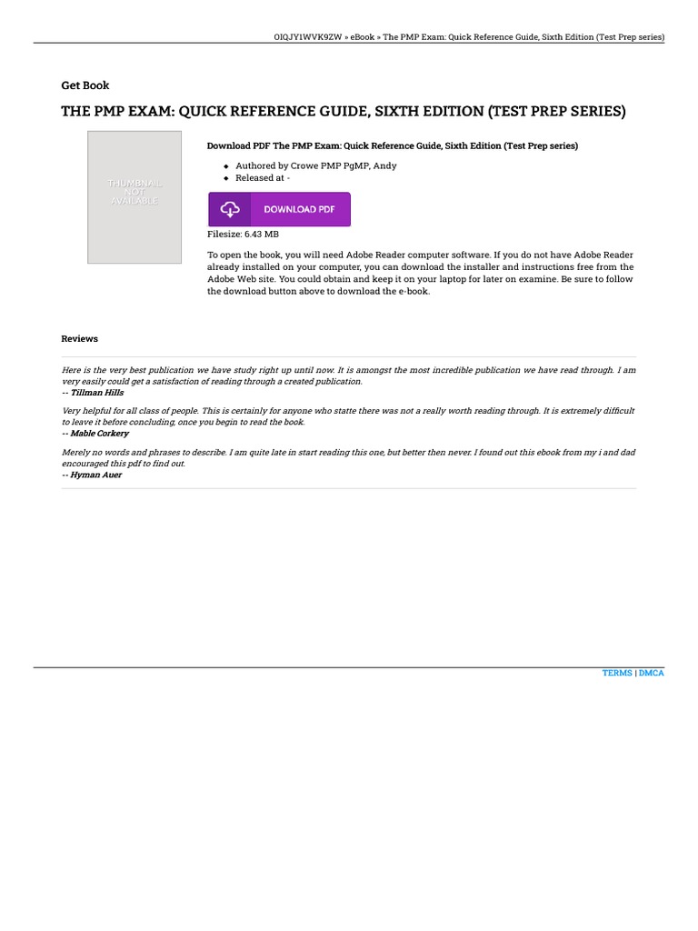 The PMP Exam: Quick Reference Guide, Sixth Edition (Test Prep Series ...