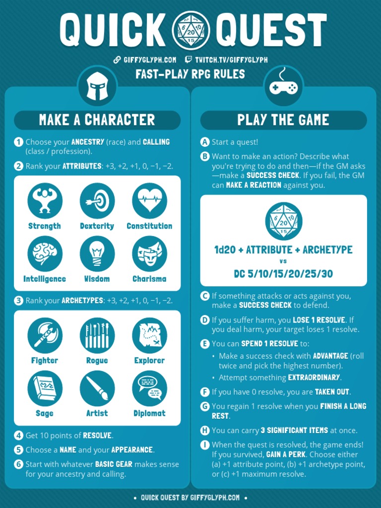 Quick Quest v1 PDF | PDF | Role Playing Video Games | Leisure Activities