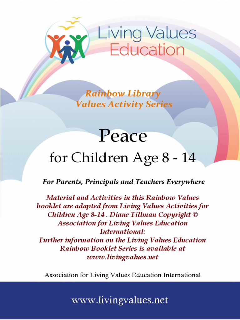Living Values Education Rainbow Booklet Activity Children 8 14 Peace ...