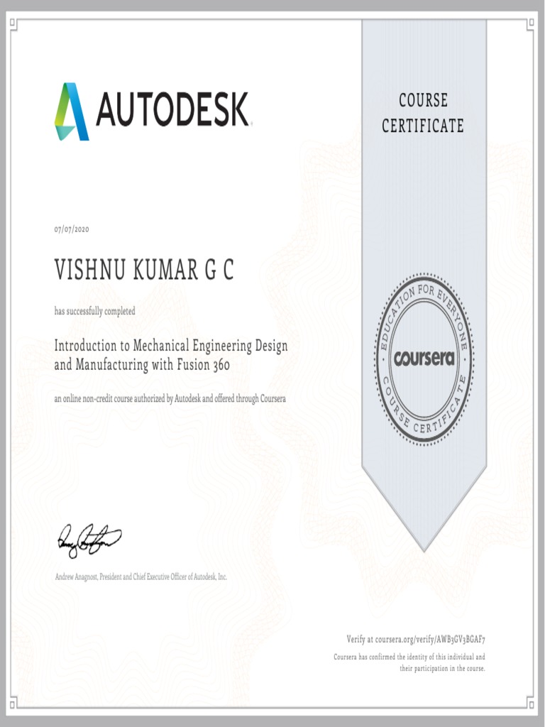 Introduction to Mechanical Engineering Design Certificate | PDF ...