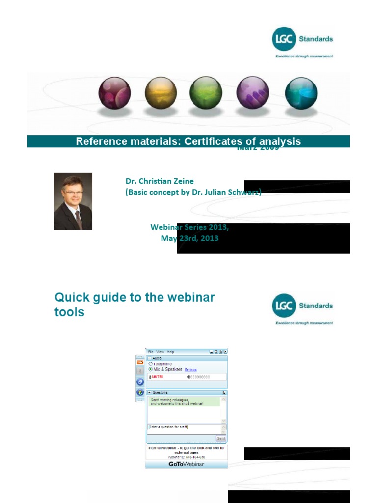 Reference Materials: Certificates of Analysis | PDF | Science ...
