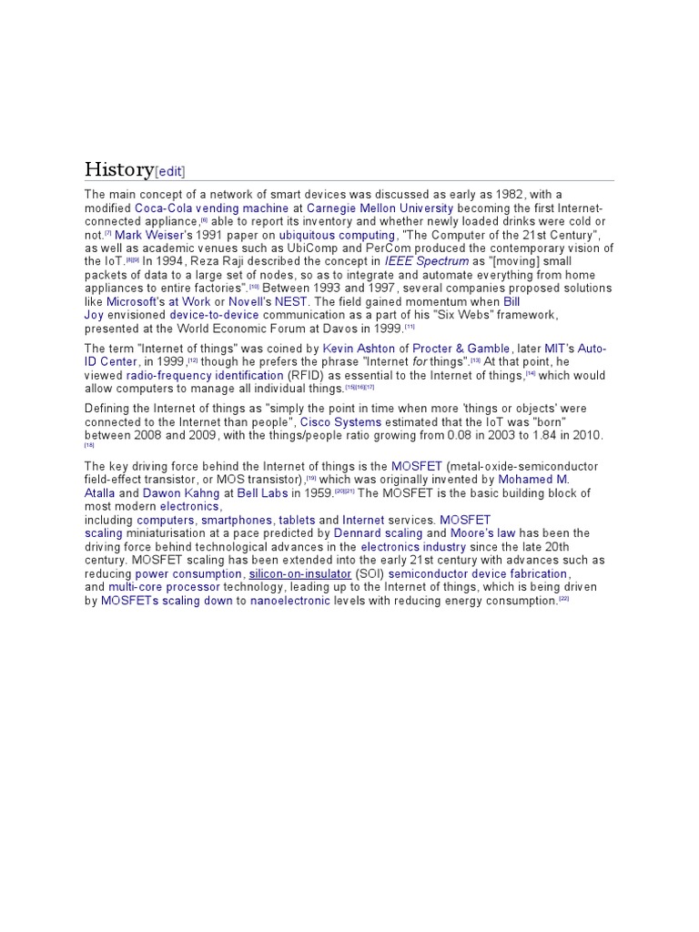 History of IOT | PDF | Mosfet | Internet Of Things