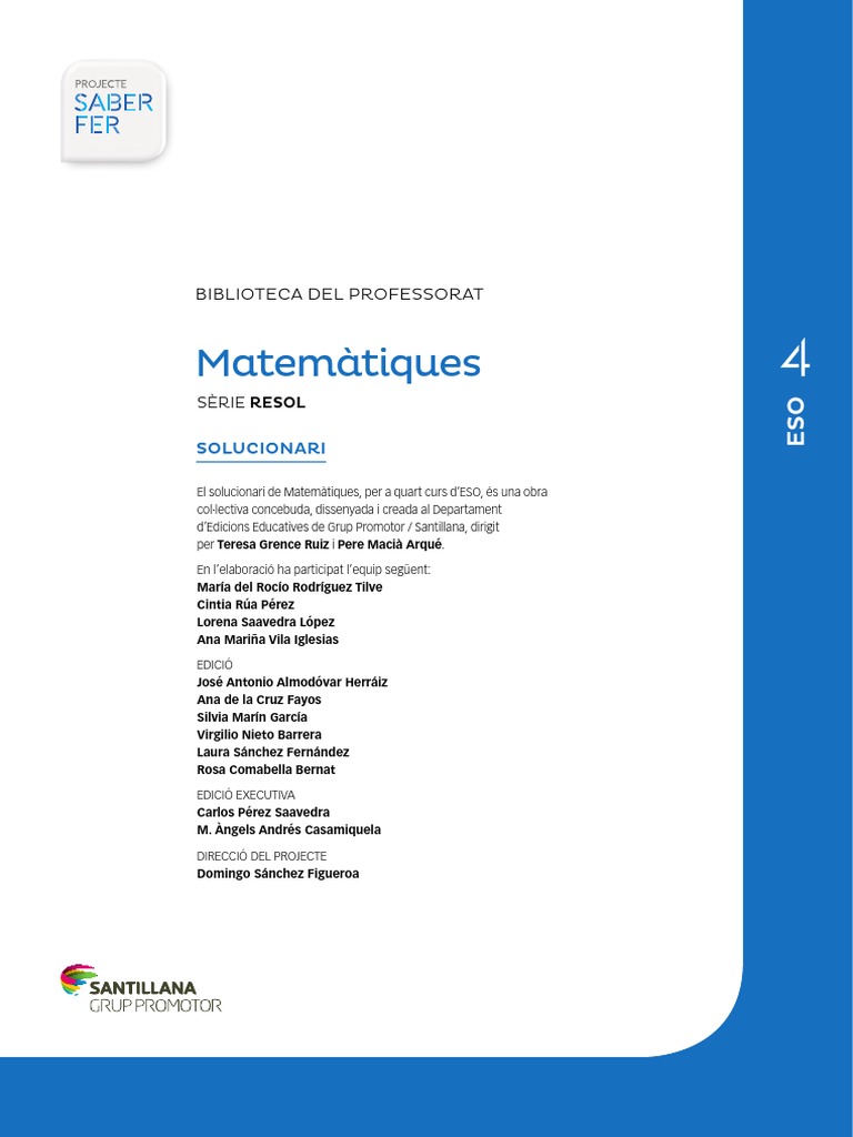 Solucionario Matematicas 4 ESO (Santillana) | PDF