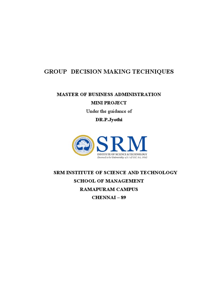 Group Decision Making Techniques | PDF | Brainstorming | Group Decision ...