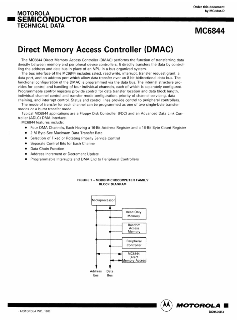Motorola MC6844 Direct Memory Access Controller (DMAC) | PDF