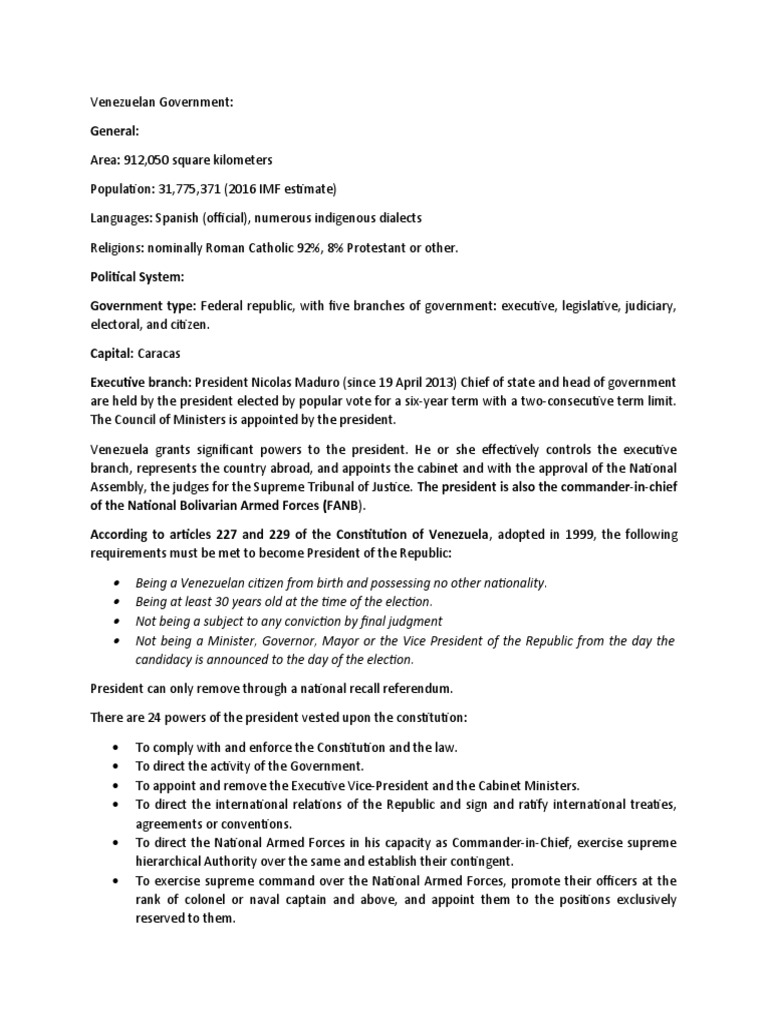 Overview of Venezuela's Government Structure | PDF | State Court ...