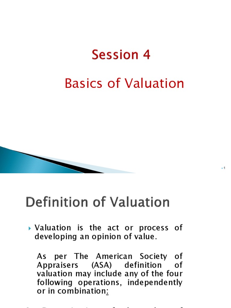 Basics of Valuation | PDF | Fair Value | Real Estate Appraisal
