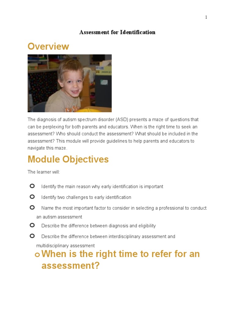 O o o o O: Assessment For Identification | PDF | Autism Spectrum ...