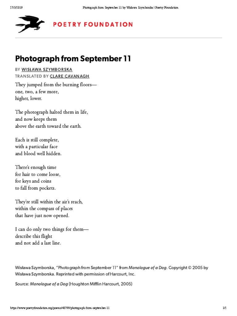 Photograph From September 11-Wisława Szymborska - Poetry Foundation | PDF