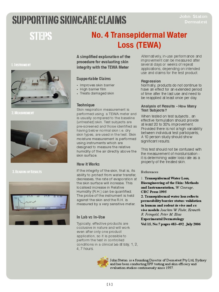 Transepidermal Water Loss (TEWA) | PDF | Relative Humidity | Humidity