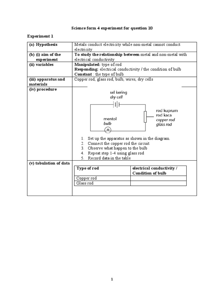 Science Form 4 Experiment For Question 10 | PDF | Reactivity (Chemistry ...