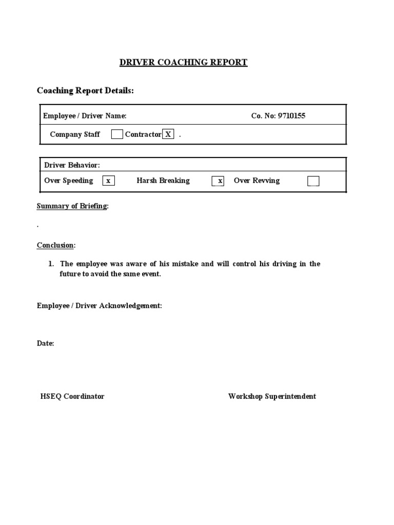 Driver Coaching Report | PDF