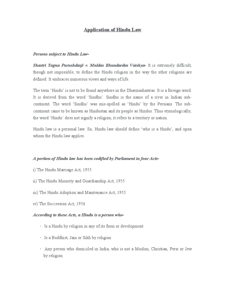 Application of Hindu Law | PDF | Religious Conversion | Indian Religions