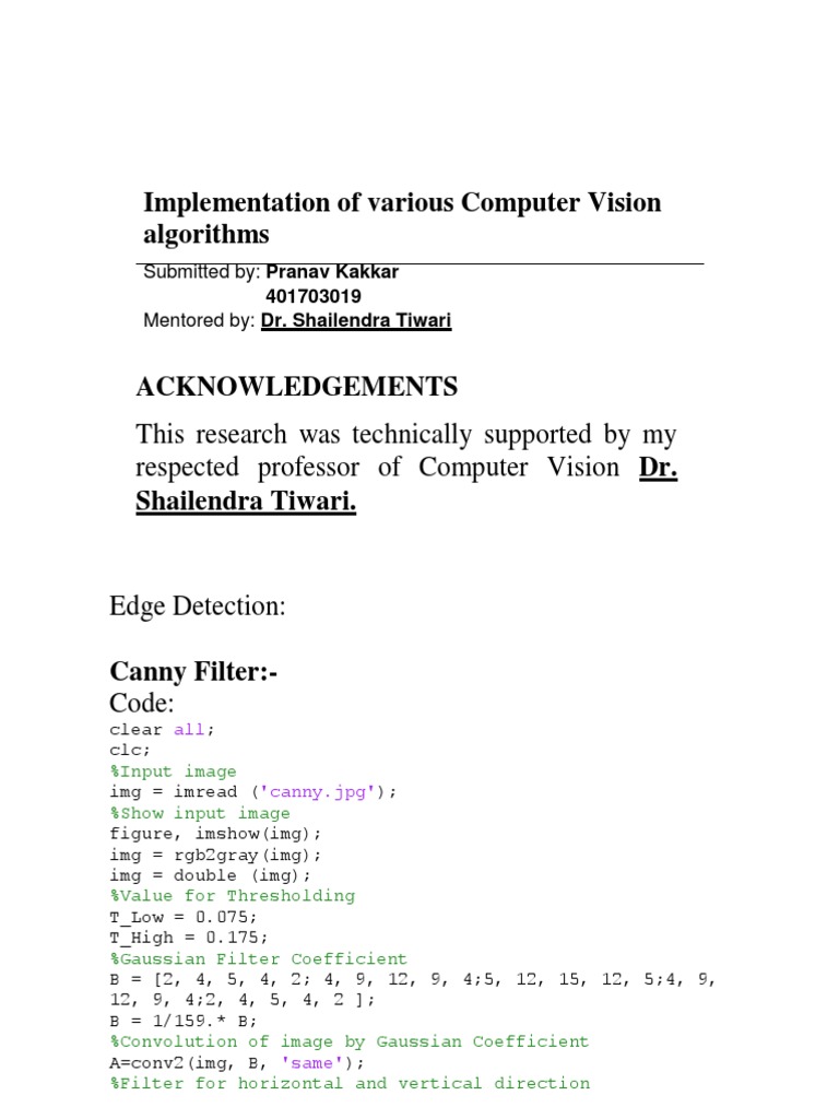 Computer Vision Project - Report | PDF | Discrete Fourier Transform ...