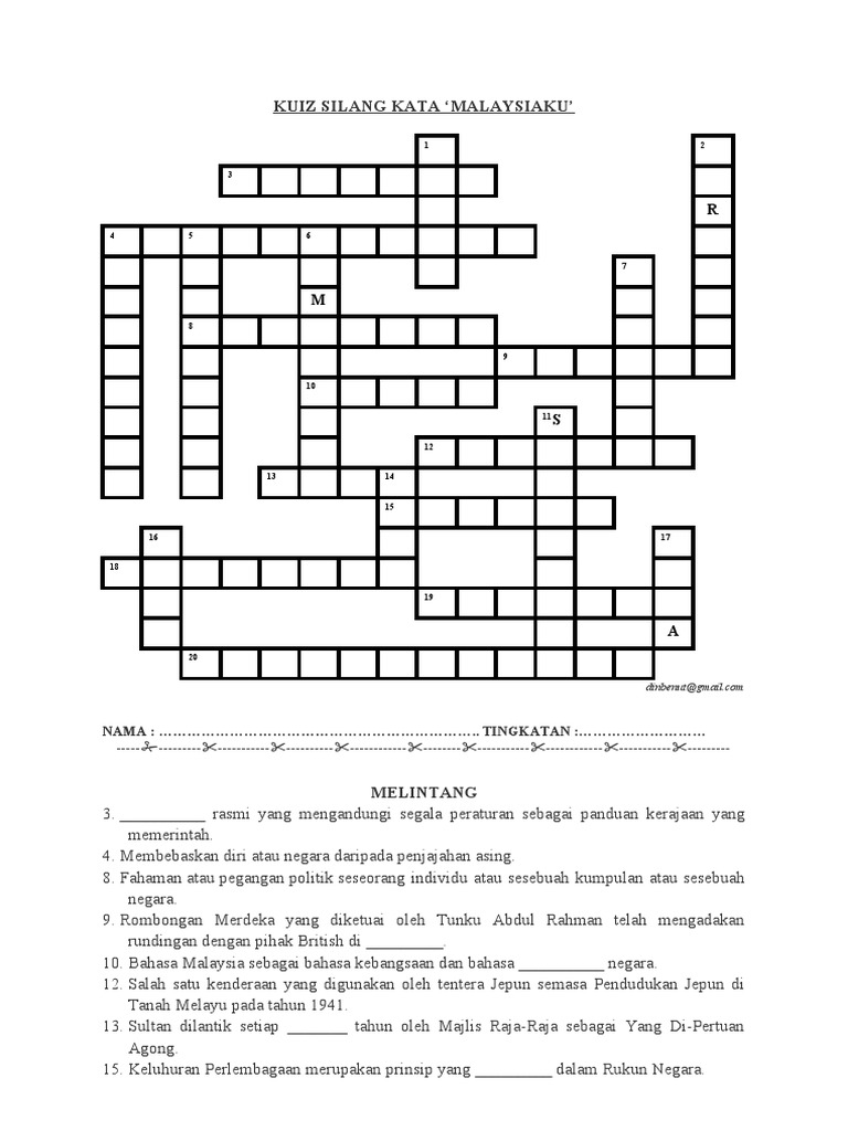 Kuiz Silang Kata Merdeka | PDF