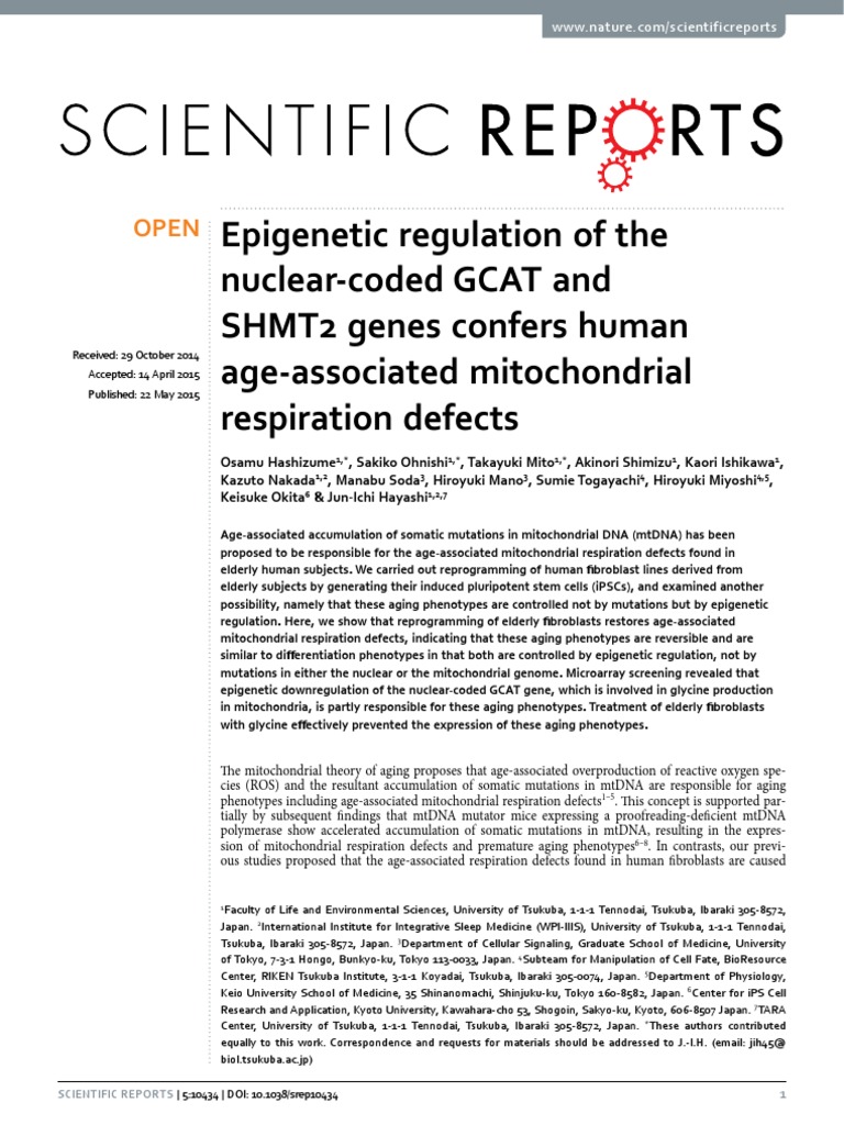 Epigenetic Regulation of The Nuclear-Coded GCAT and SHMT2 Genes Confers ...