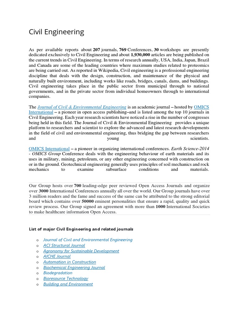 Journal of Civil & Environmental Engineering | PDF | Civil Engineering ...