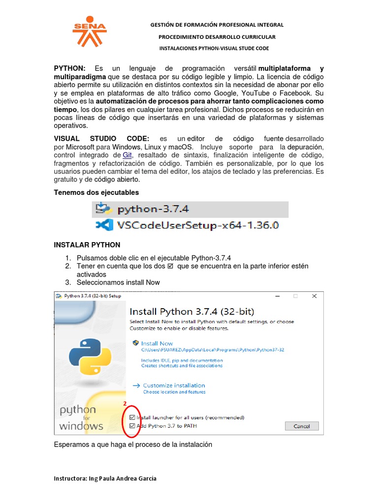 Paso A Paso Instalar Python y Visual Studio Code | PDF | Ventana ...
