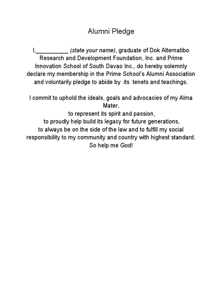 Graduation Alumni Pledge | PDF