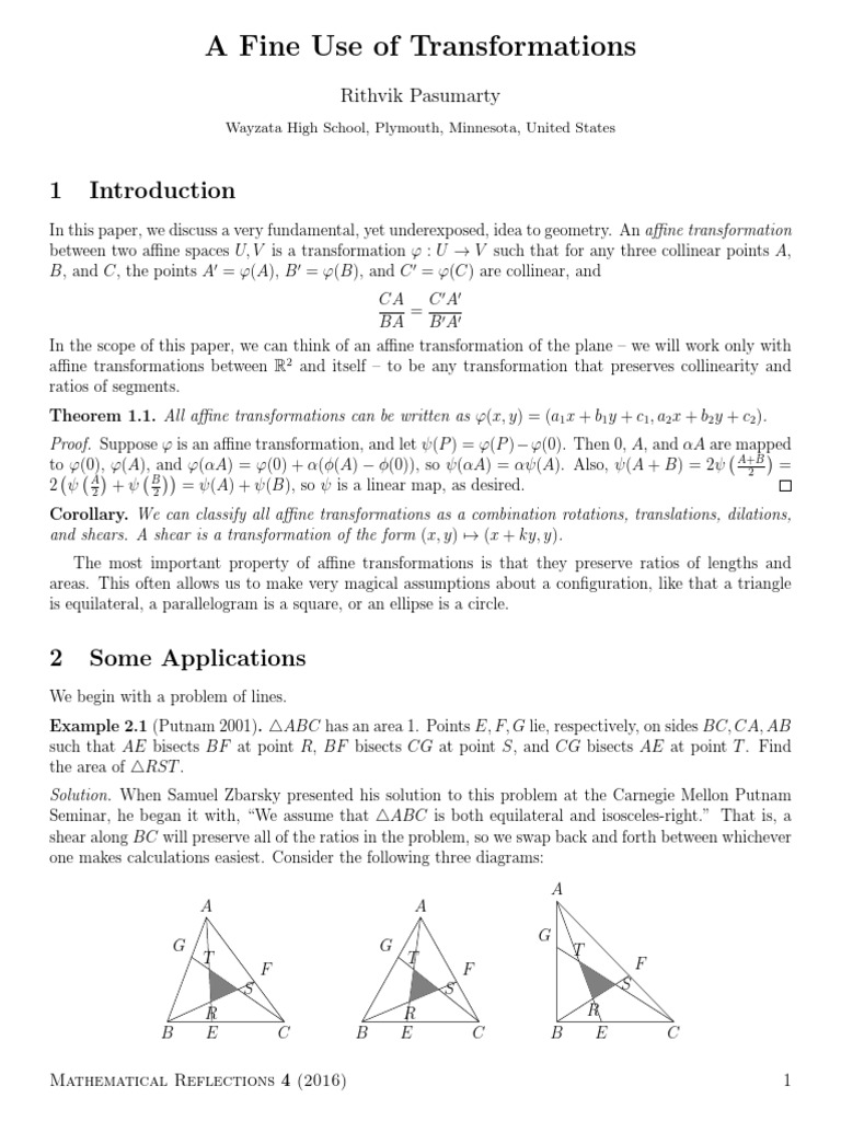 Affine Transformations PDF | Download Free PDF | Area | Circle