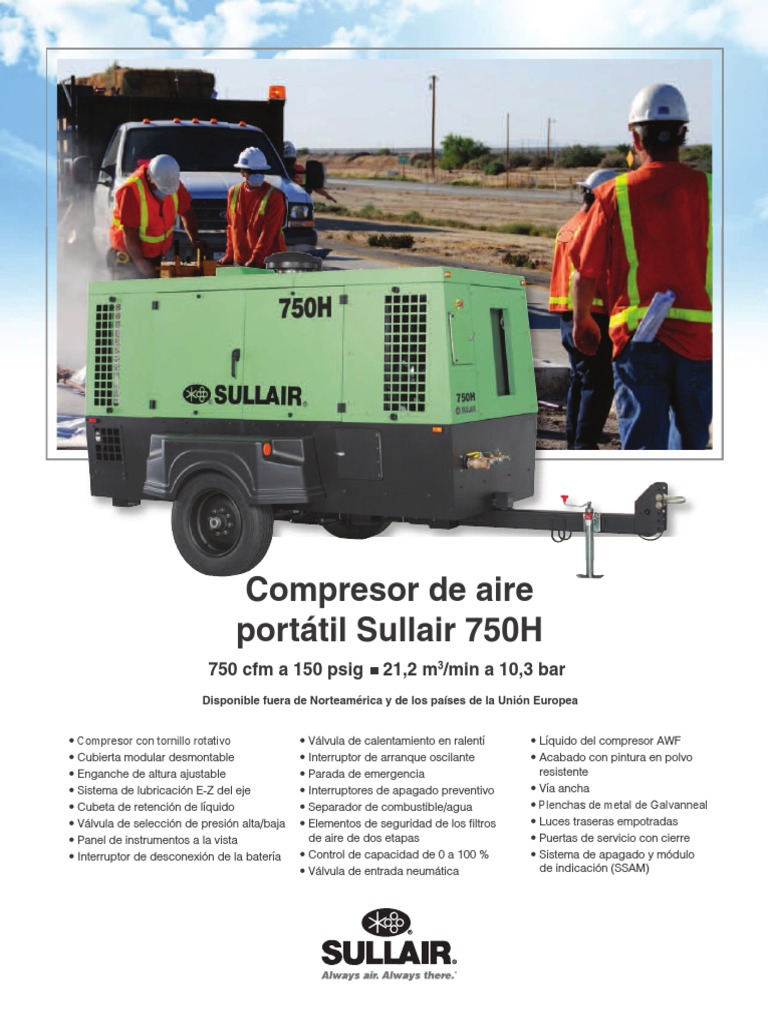 Ficha Tecnica Sullair 750H PDF | PDF | Tornillo | Presión