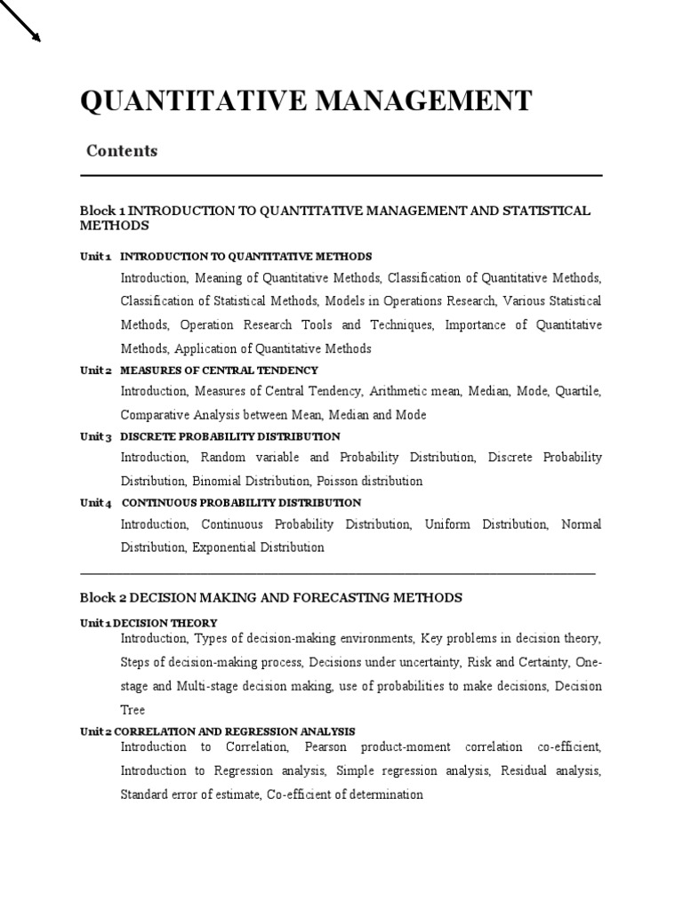 Quantitative Management Techniques Guide | PDF | Statistics ...