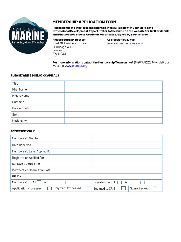 Membership Application IMAREST | PDF | Debit Card | Business