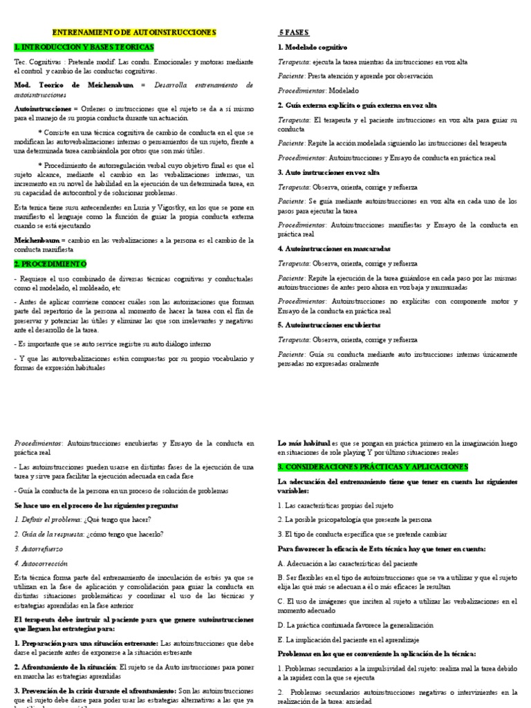 Entrenamiento en Autoinstrucciones para Niños | PDF | Comportamiento ...
