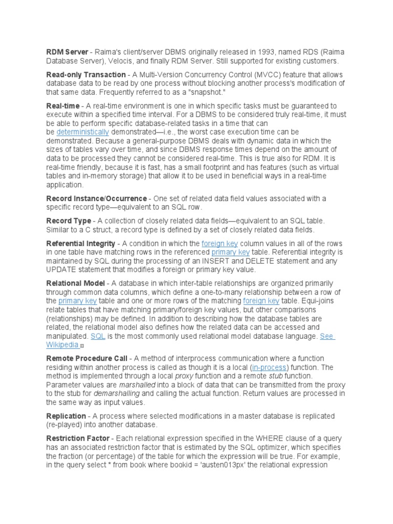 RDM Server | PDF | Relational Database | Relational Model