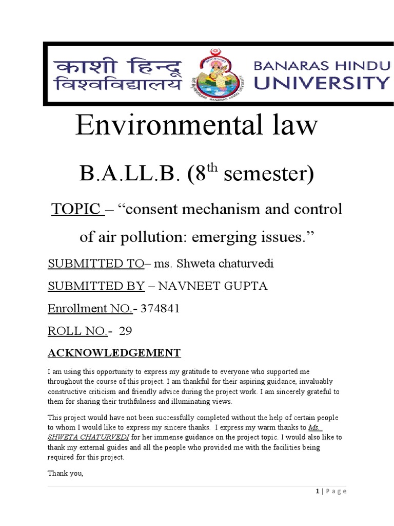 Consent Mechanism and Control of Air Pollutiion | PDF | Consent ...