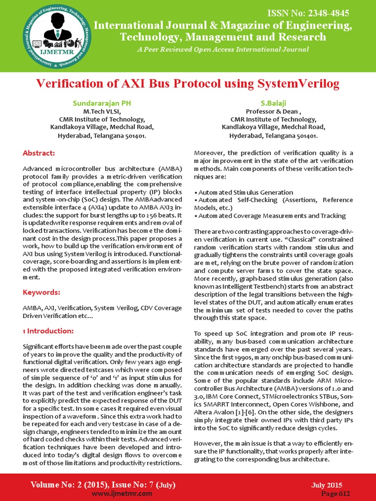 AXI Bus Verification with SystemVerilog | PDF | Computer Architecture | Electronics