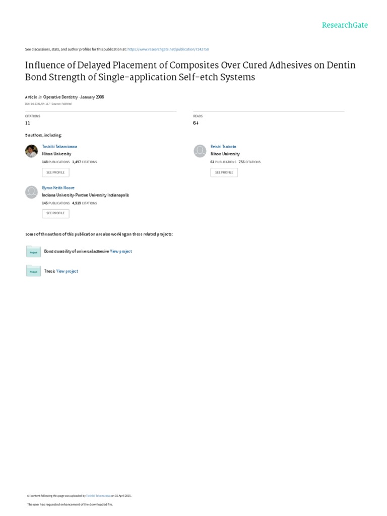 In Uence of Delayed Placement of Composites Over Cured Adhesives On ...