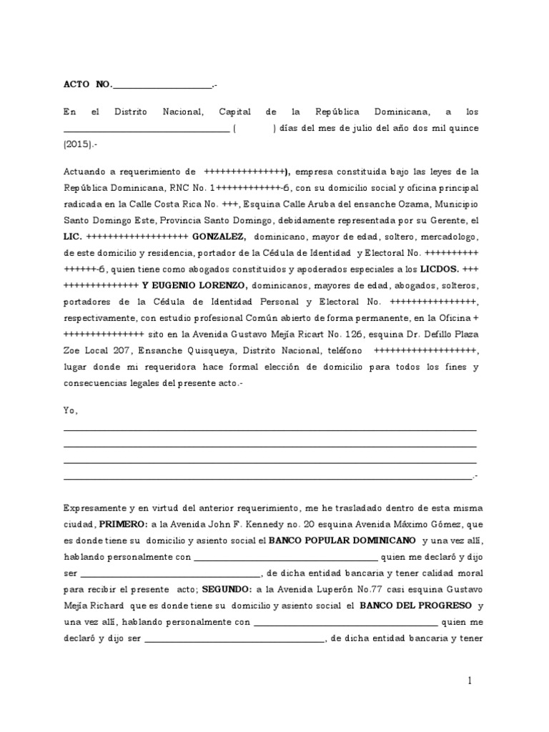 Modelo de Embargo Retentivo | PDF | República Dominicana | Bancos
