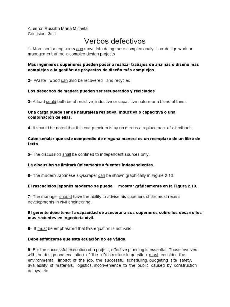 Verbos Defectivos | PDF | Clima | Hormigón