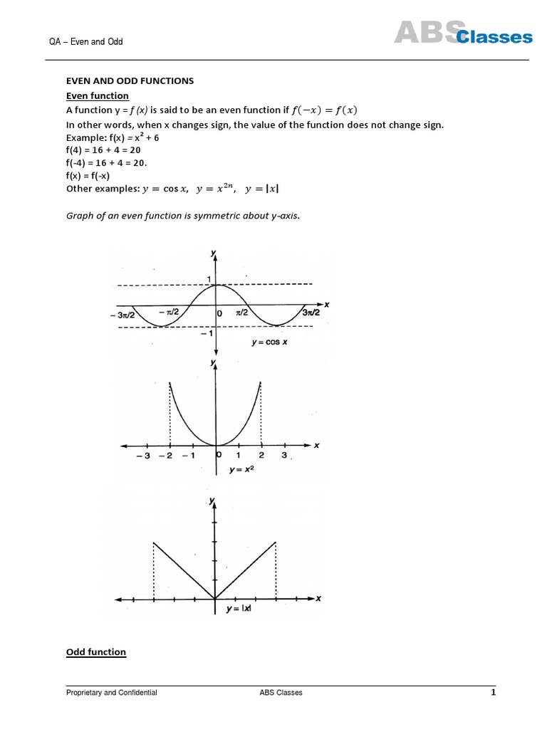 Even Odd Functions Pdf Function Mathematics Discrete Mathematics