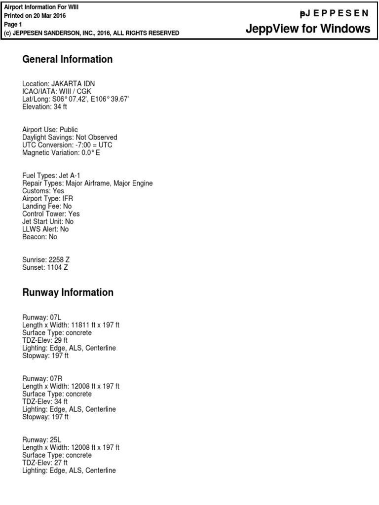 Jeppview For Windows: General Information General Information | PDF | Air Traffic Control | Runway