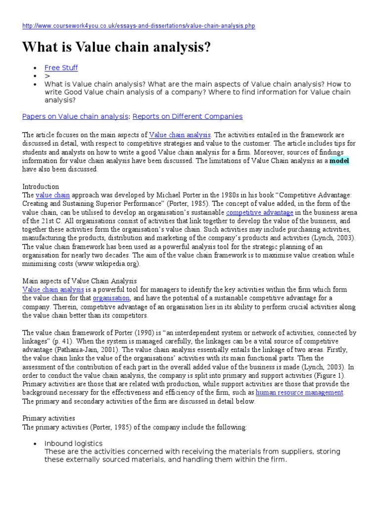 What is Value Chains Analysis | Value Chain | Strategic Management ...