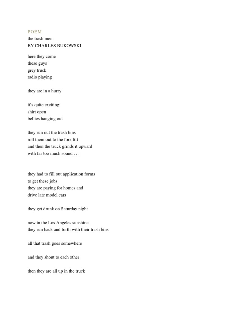 The Trash Men - Charles Bukowski | PDF | Business