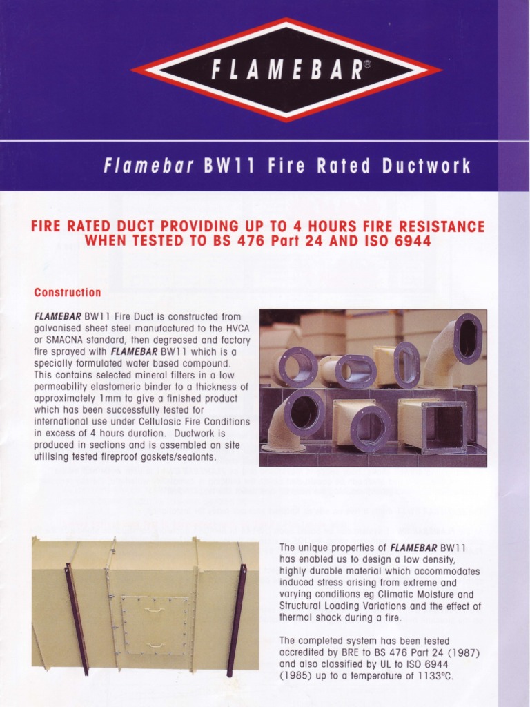 Fire Rated Duct Providing Up To 4 Hours Fire Resistance: When Tested T0 ...