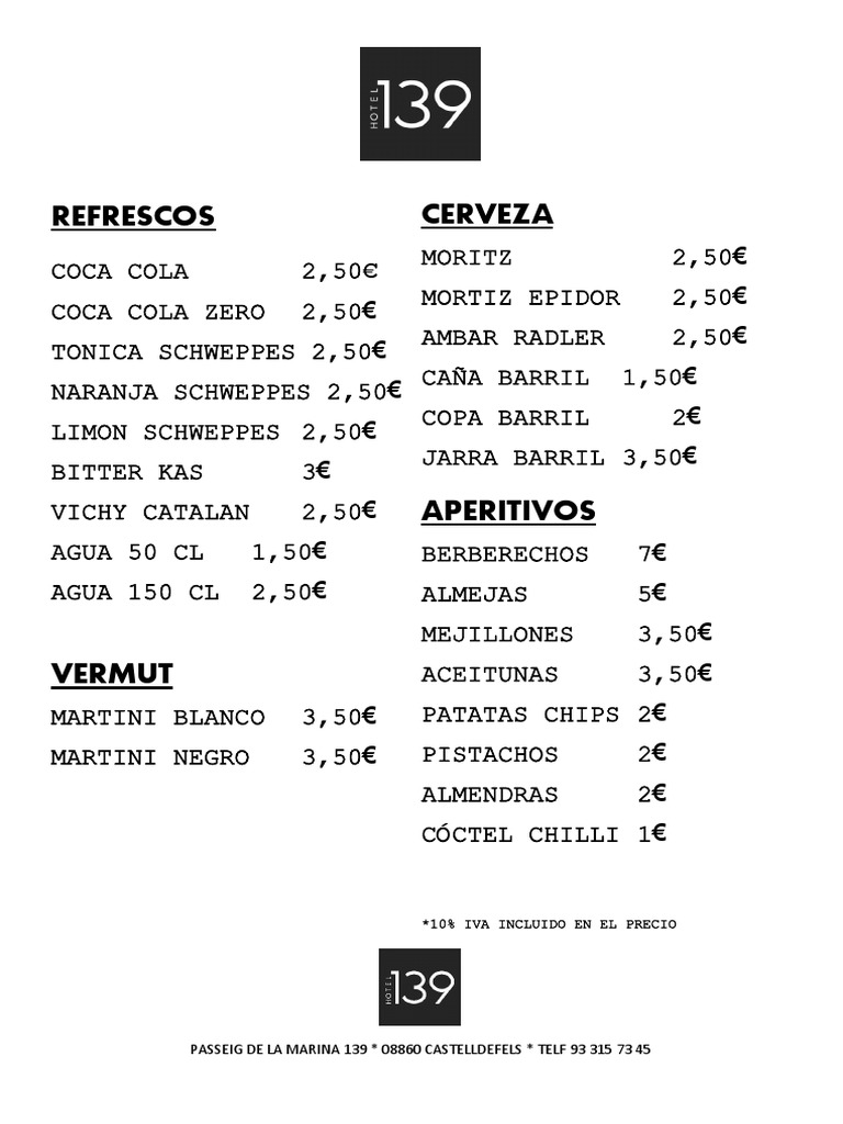 Carta Bebidas 1 PDF | PDF | Alcohol | Cocinando
