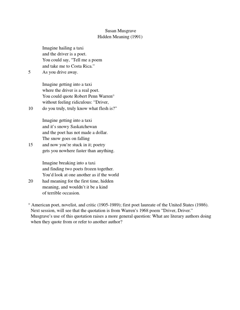 Hidden Meanings in Musgrave's Poetry | PDF | Poetry