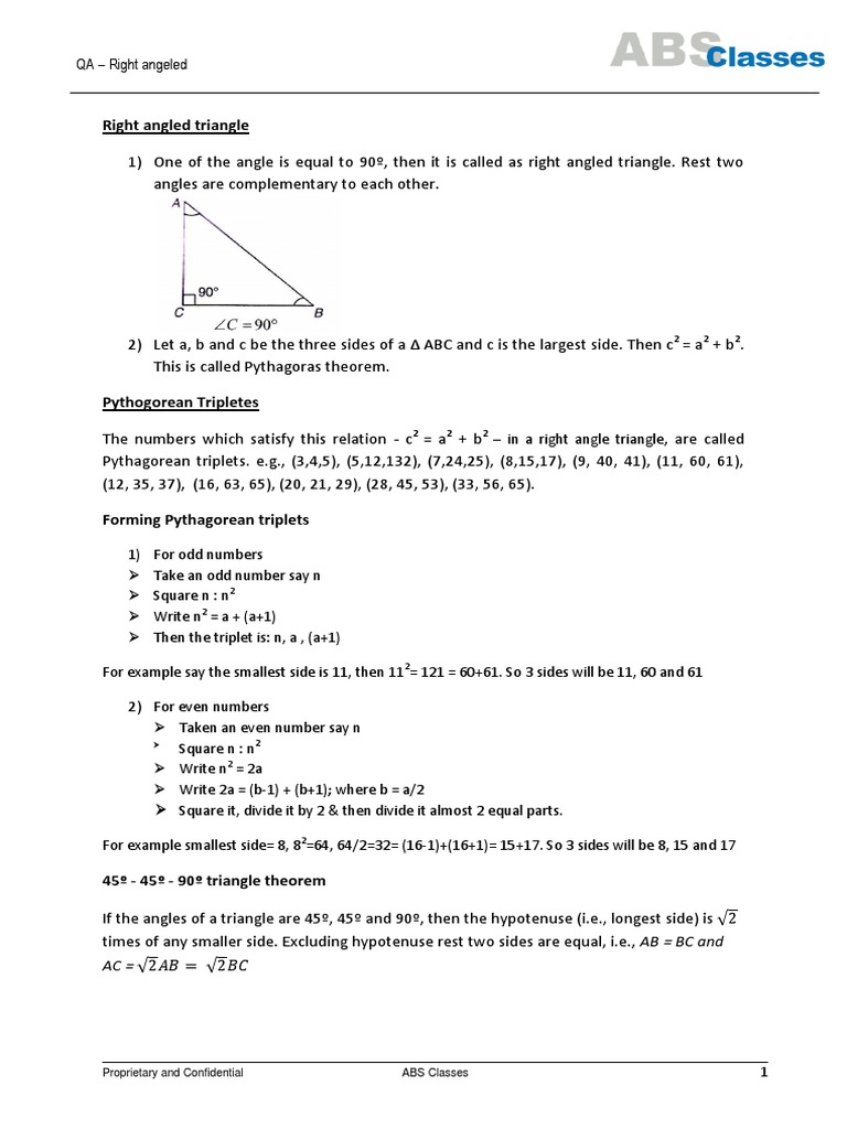 Right Angled Triangle | PDF | Triangle | Space