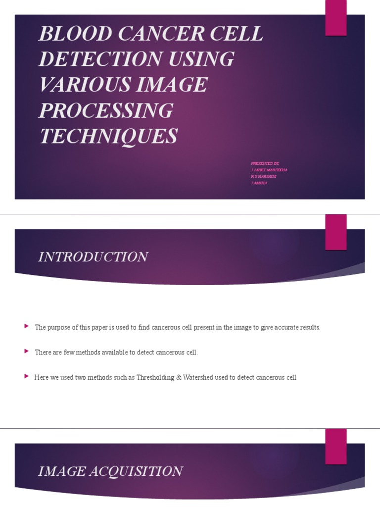 Blood Cancer Cell Detection Using Various Image Processing Techniques | PDF
