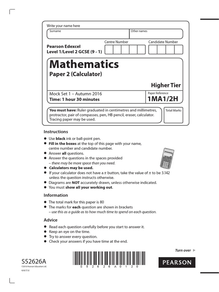 Mathematics: Paper 2 (Calculator) Higher Tier | PDF | Teaching Mathematics