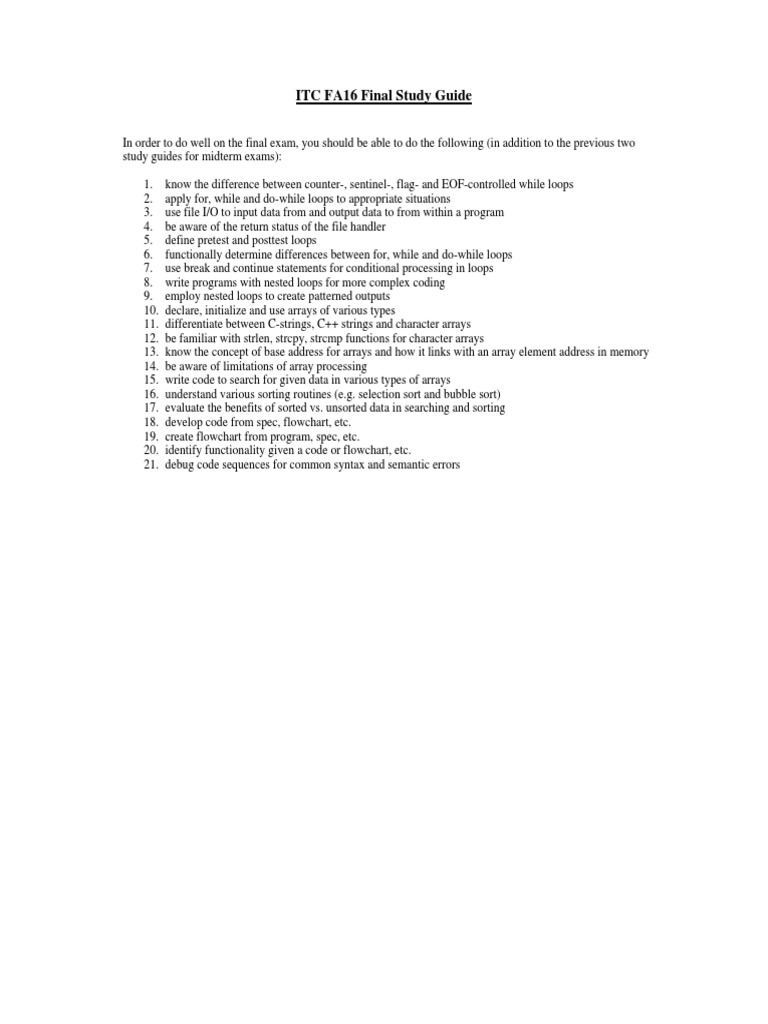 ITC FA16 Final Exam Study Guide | PDF