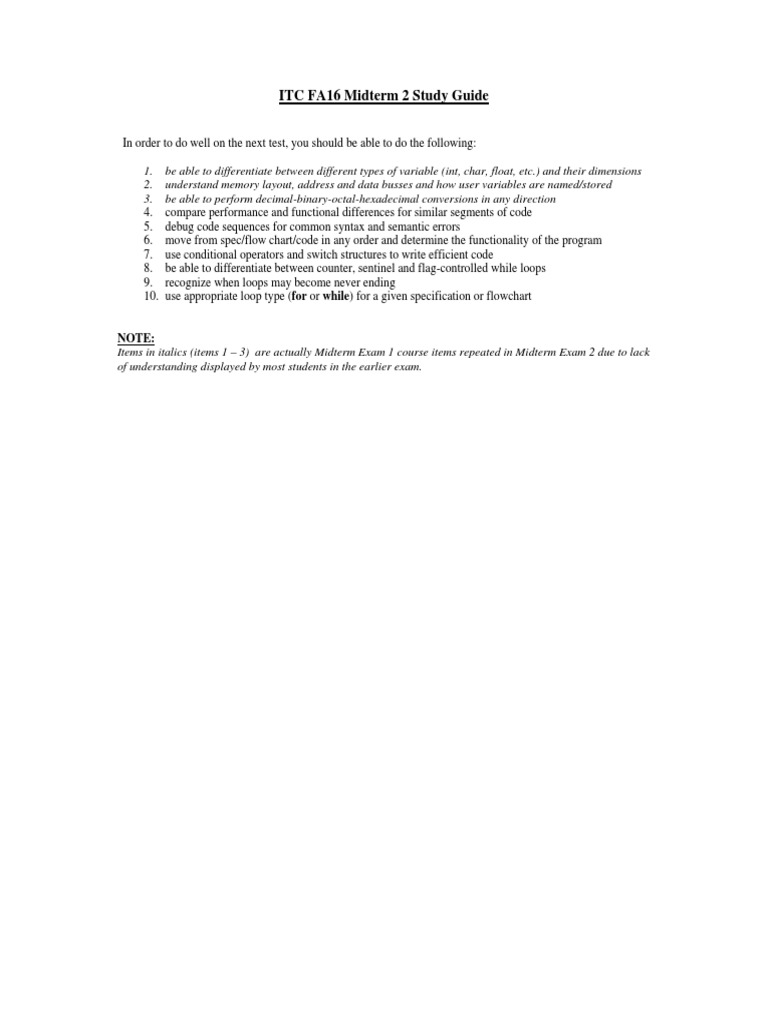 ITC FA16 Midterm 2 Study Guide | PDF