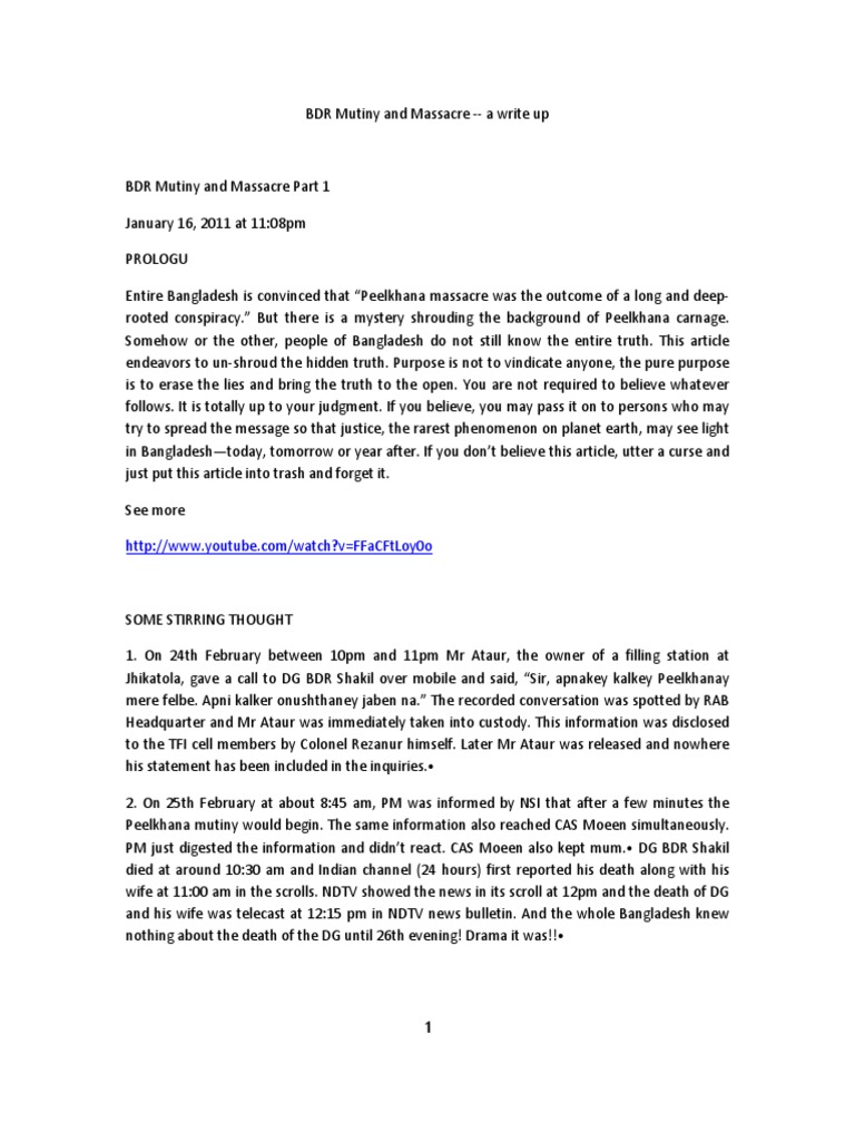 BDR Massacre | PDF | Unrest | Violence